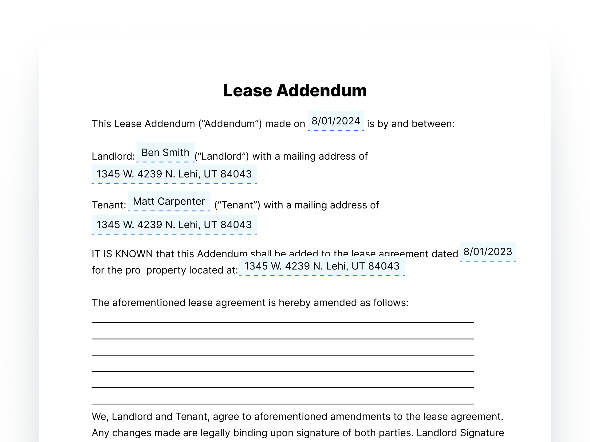 Lease Addendum - RocketRent