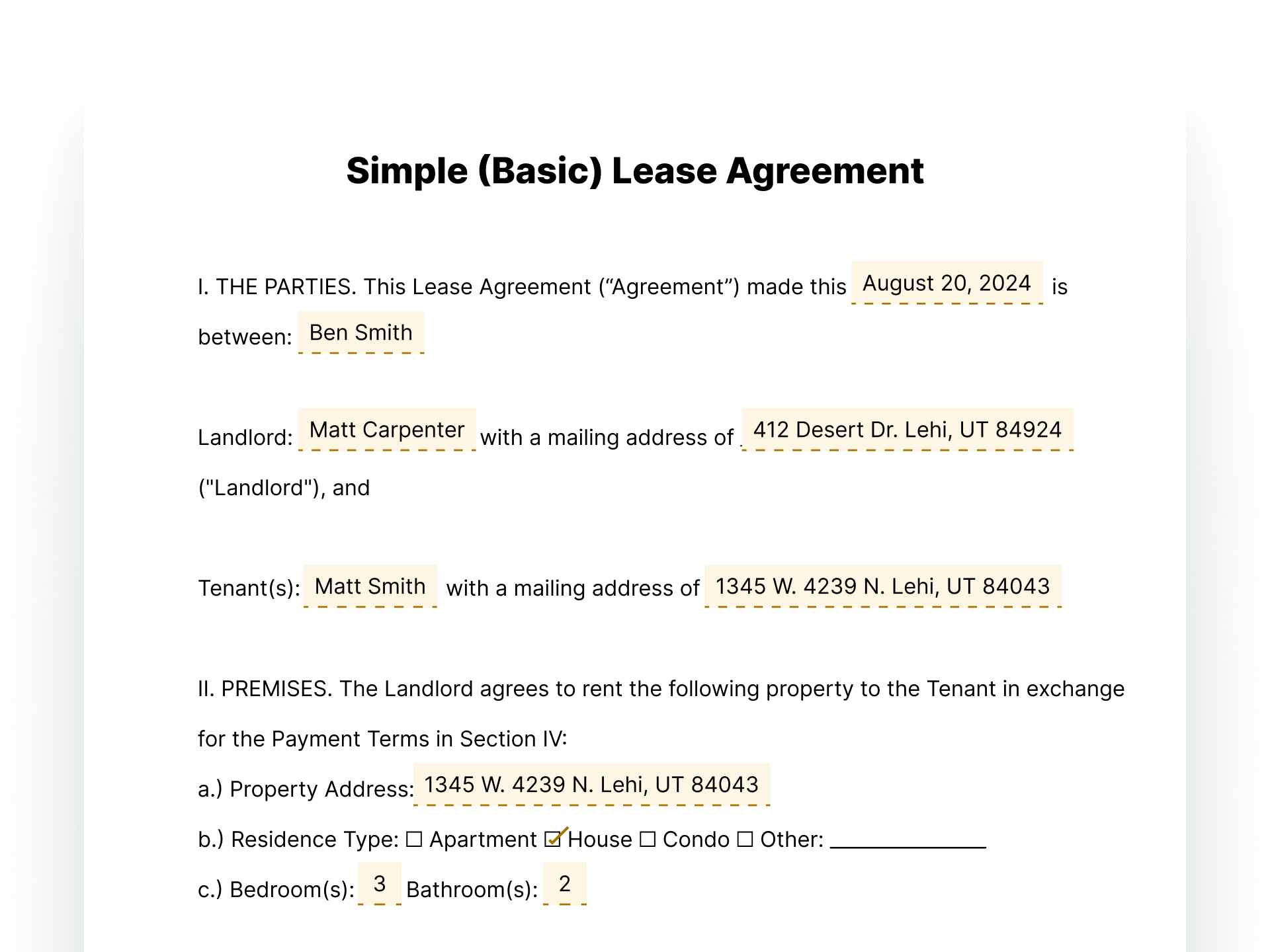 Simple Lease Agreement - RocketRent
