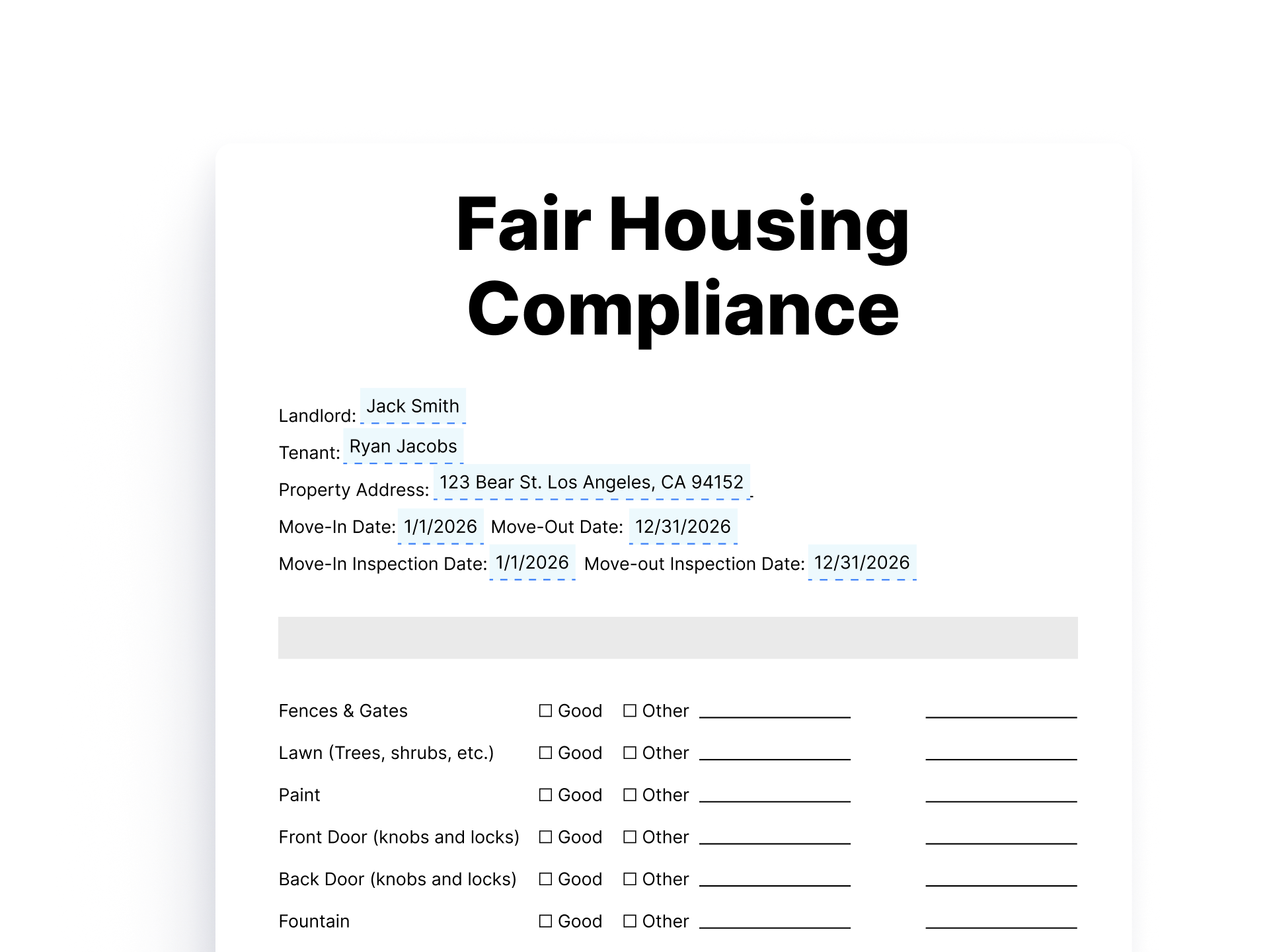 Free Fair Housing Compliance Checklist Template (PDF, Word, Google Doc ...