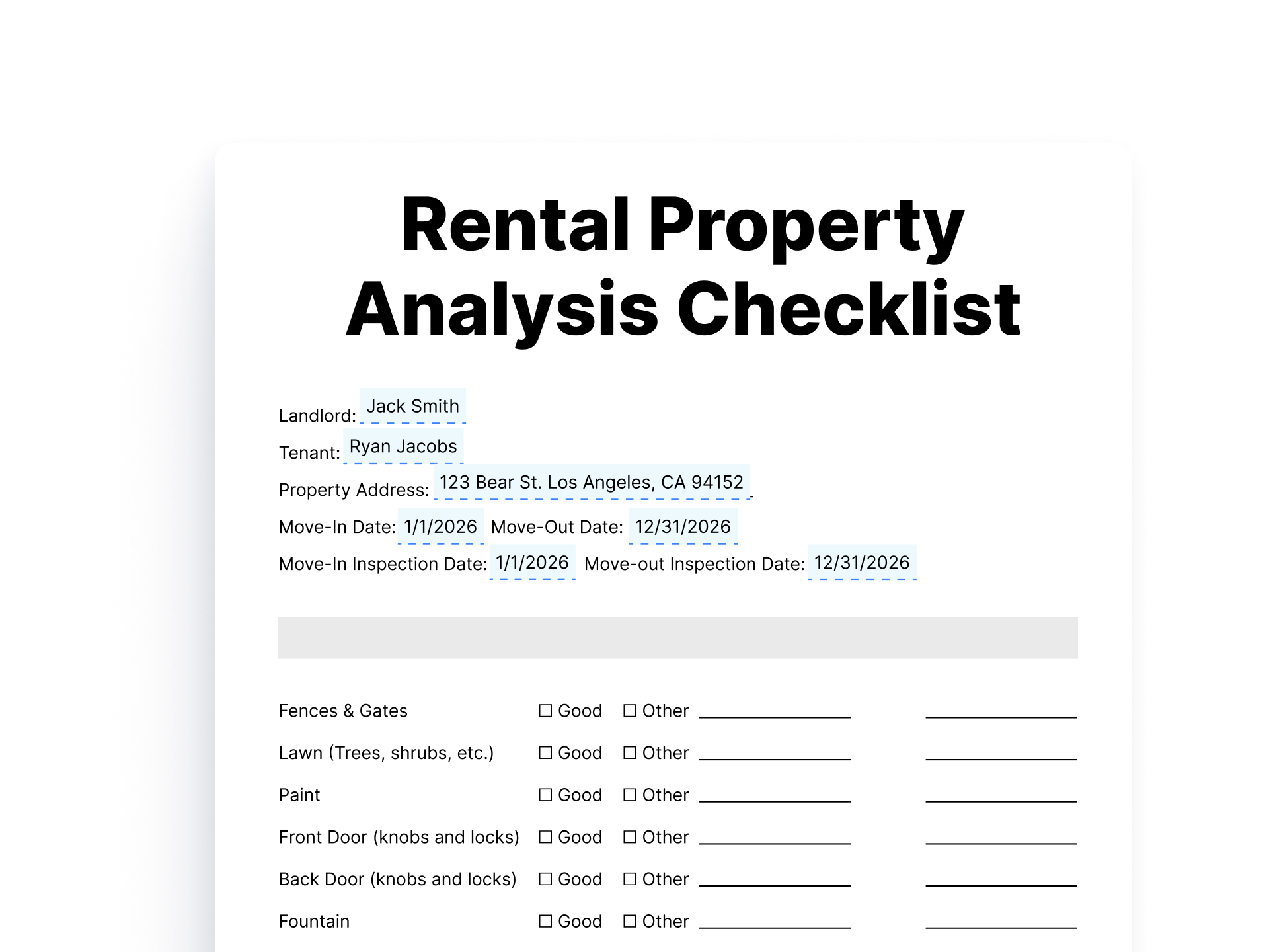 Free Rental Property Analysis Checklist Template (PDF, Word, Google Doc ...