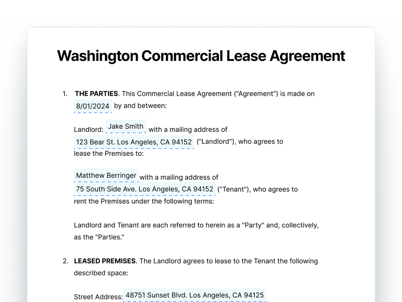 Free Washington Commercial Agreement Template (PDF, Word, Google Doc ...