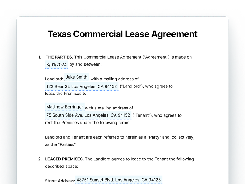Free Texas Commercial Agreement Template (PDF, Word, Google Doc ...