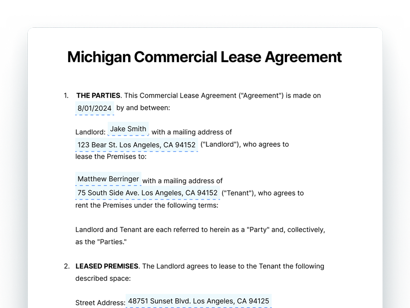 Michigan Commercial Lease Agreement - RocketRent