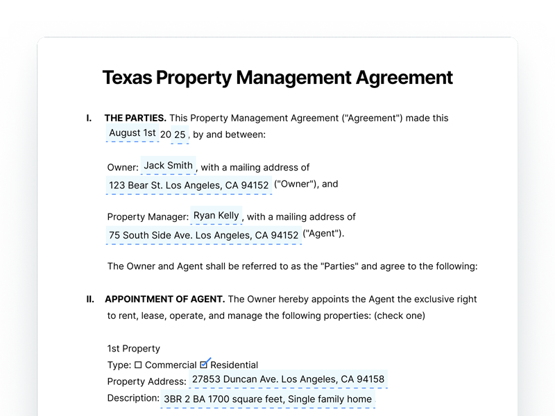 Texas Property Management Agreement - RocketRent