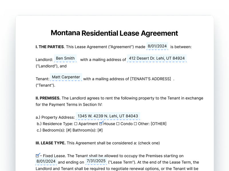 Free Montana Residential Lease Agreement Template (PDF, Word, Google Doc) | RocketRent
