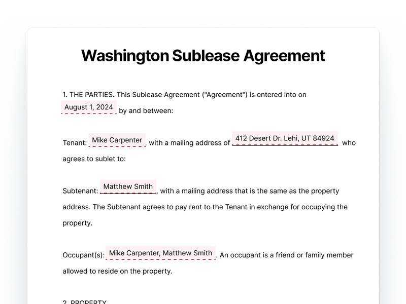 Free Washington Sublease Agreement Template (PDF, Word, Google Doc ...