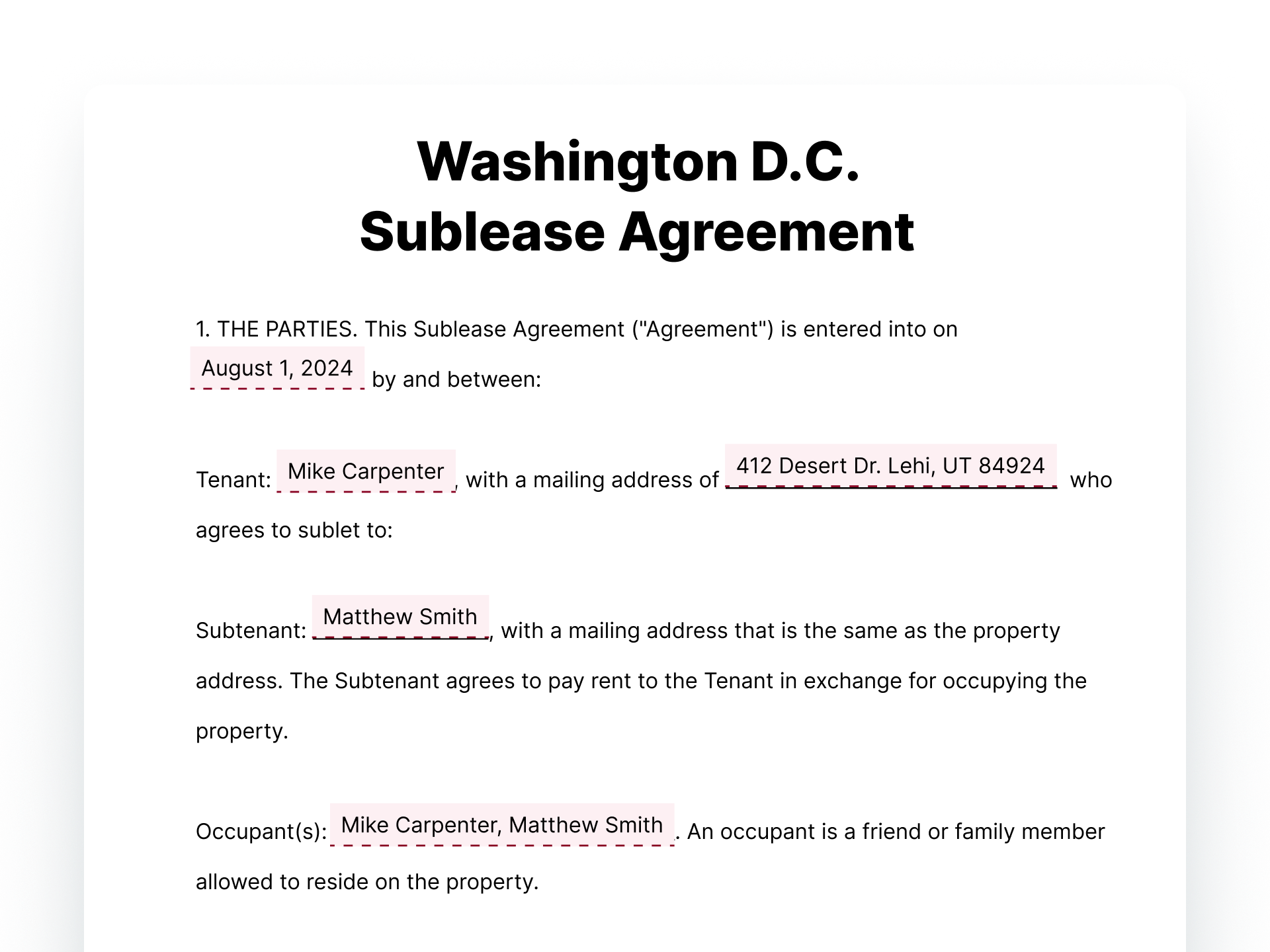 Free District of Columbia Sublease Agreement Template (PDF, Word ...