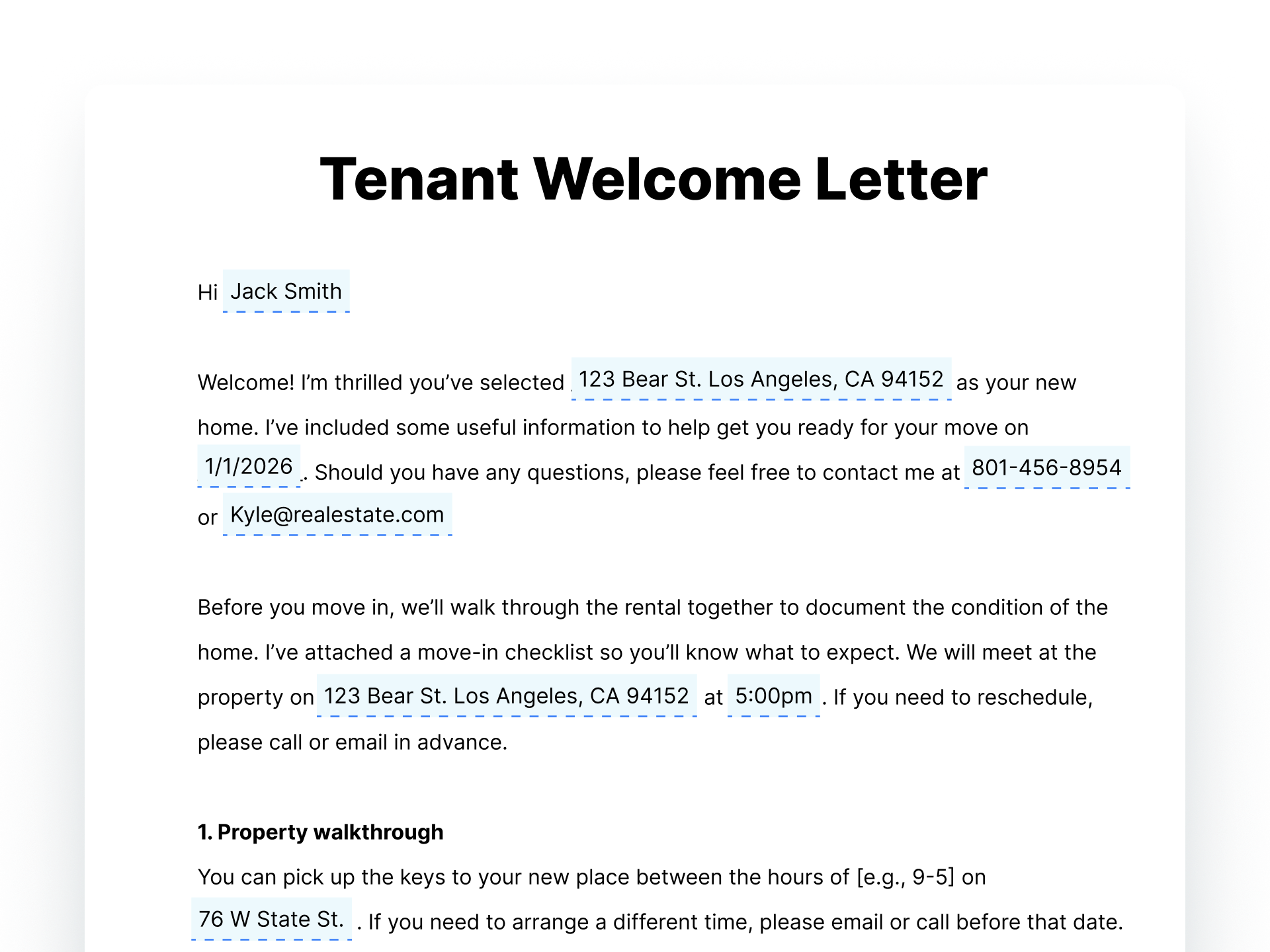 Tenant Welcome Letter - RocketRent