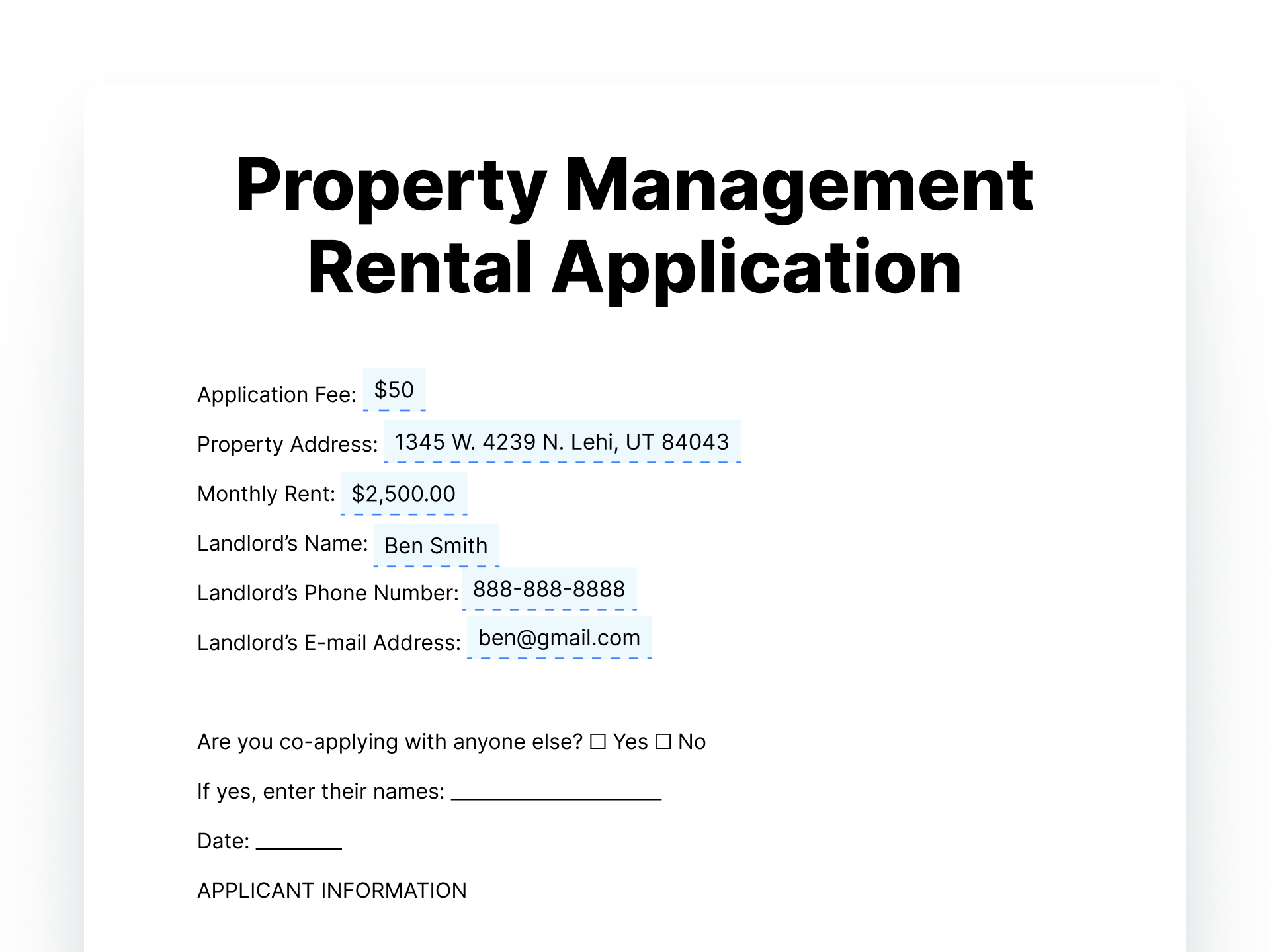 Rental Application - RocketRent