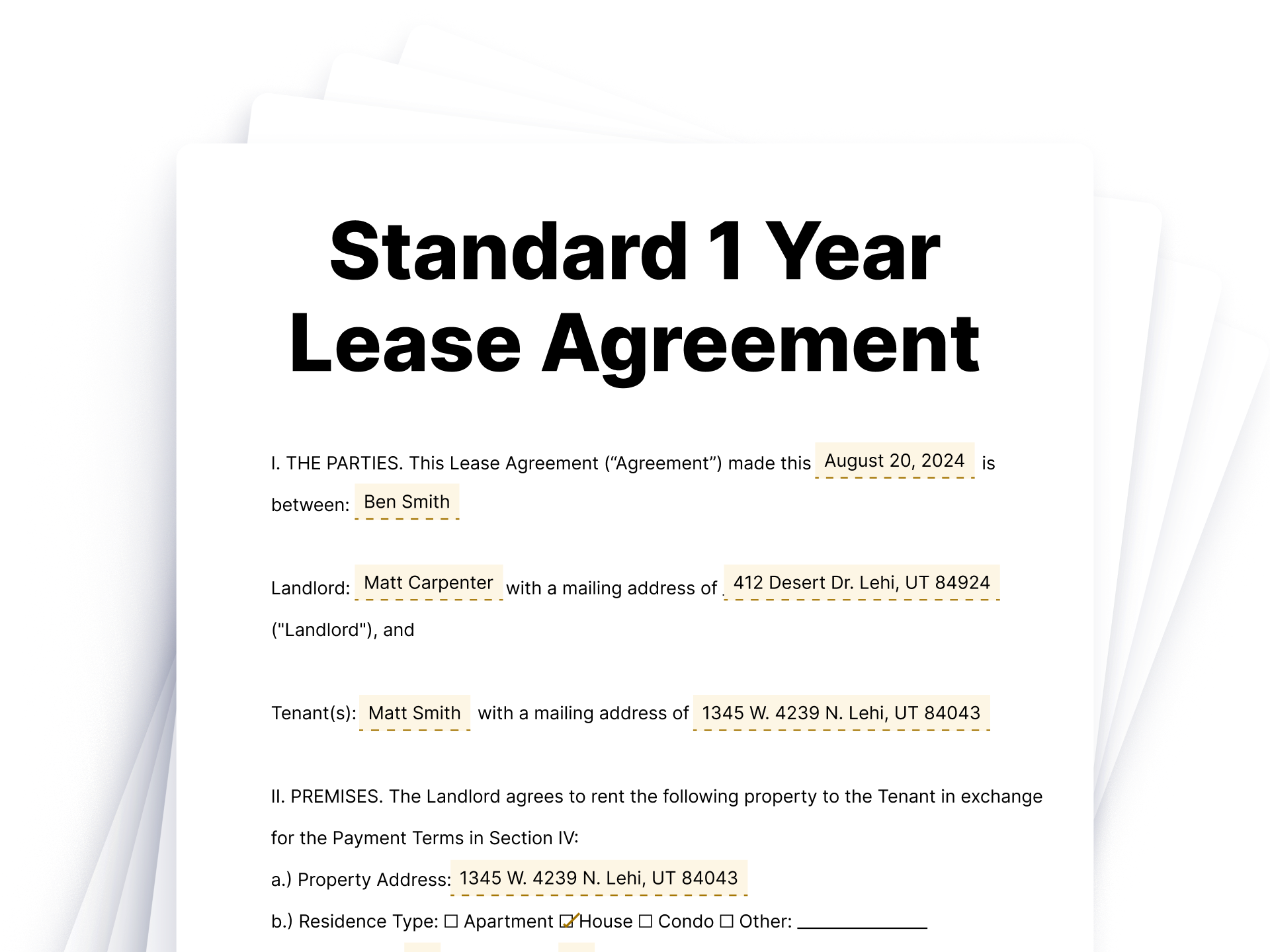 Free Standard Lease Lease Agreement Template (PDF, Word, Google Doc ...