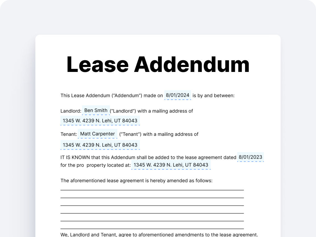 Free Addendum Template (PDF, Word, Google Doc) | RocketRent