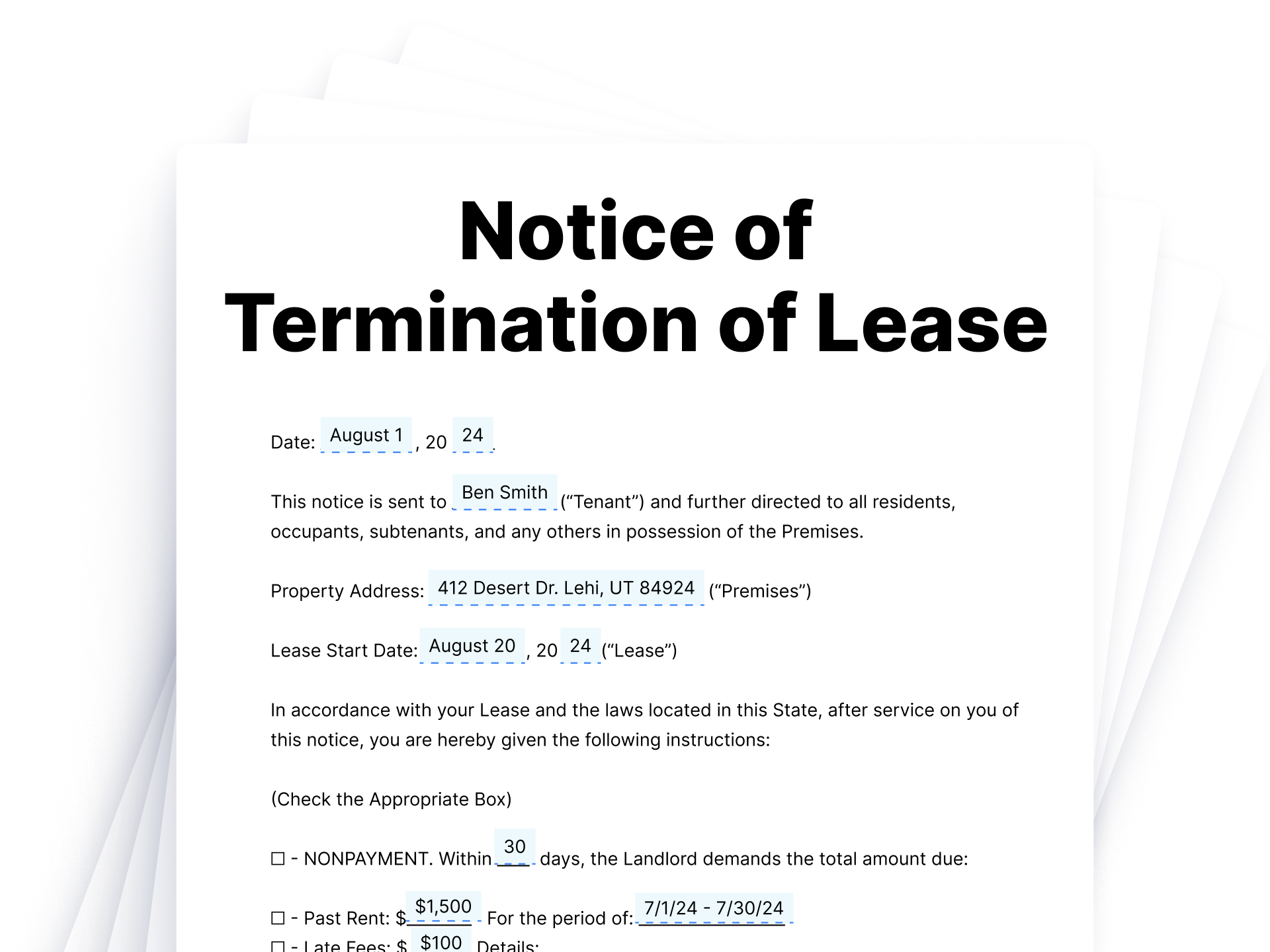 Notice of Termination of Lease - RocketRent