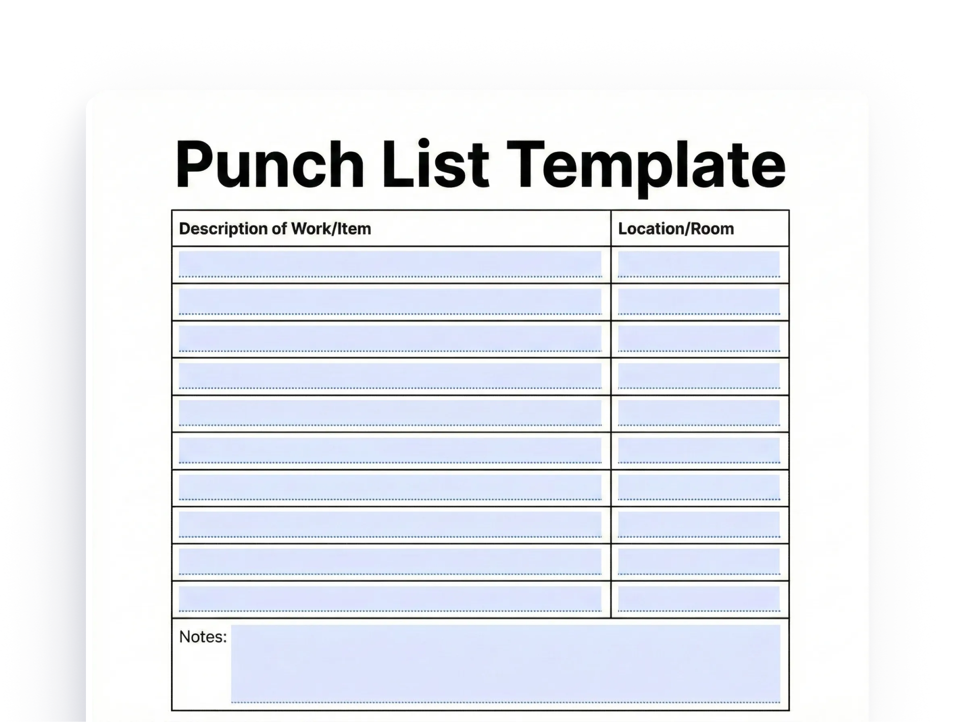 Free Punch List Template Financial Template (PDF, Word, Google Doc ...