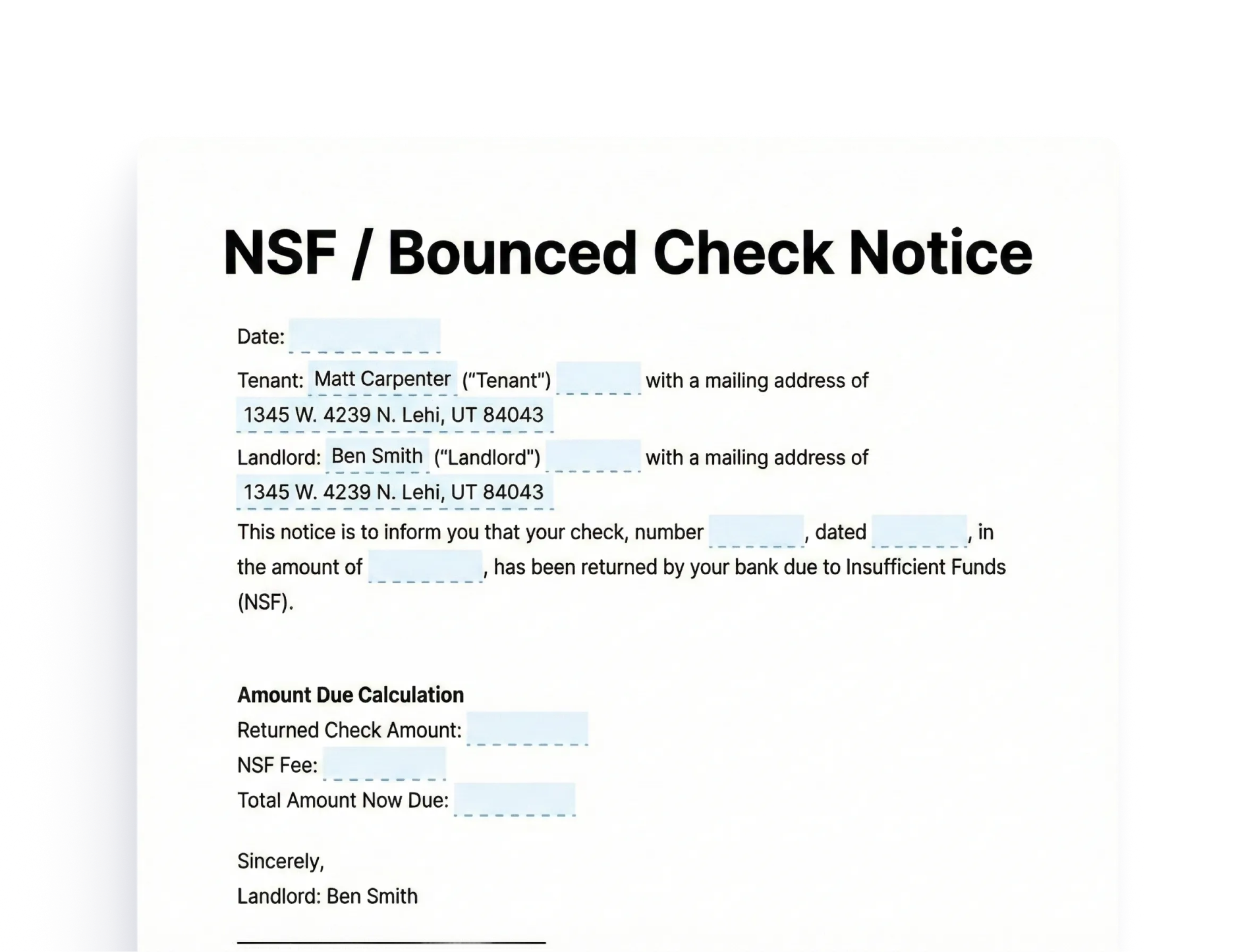 Free NSF Bounced Check Notice Template (PDF, Word, Google Doc) | RocketRent
