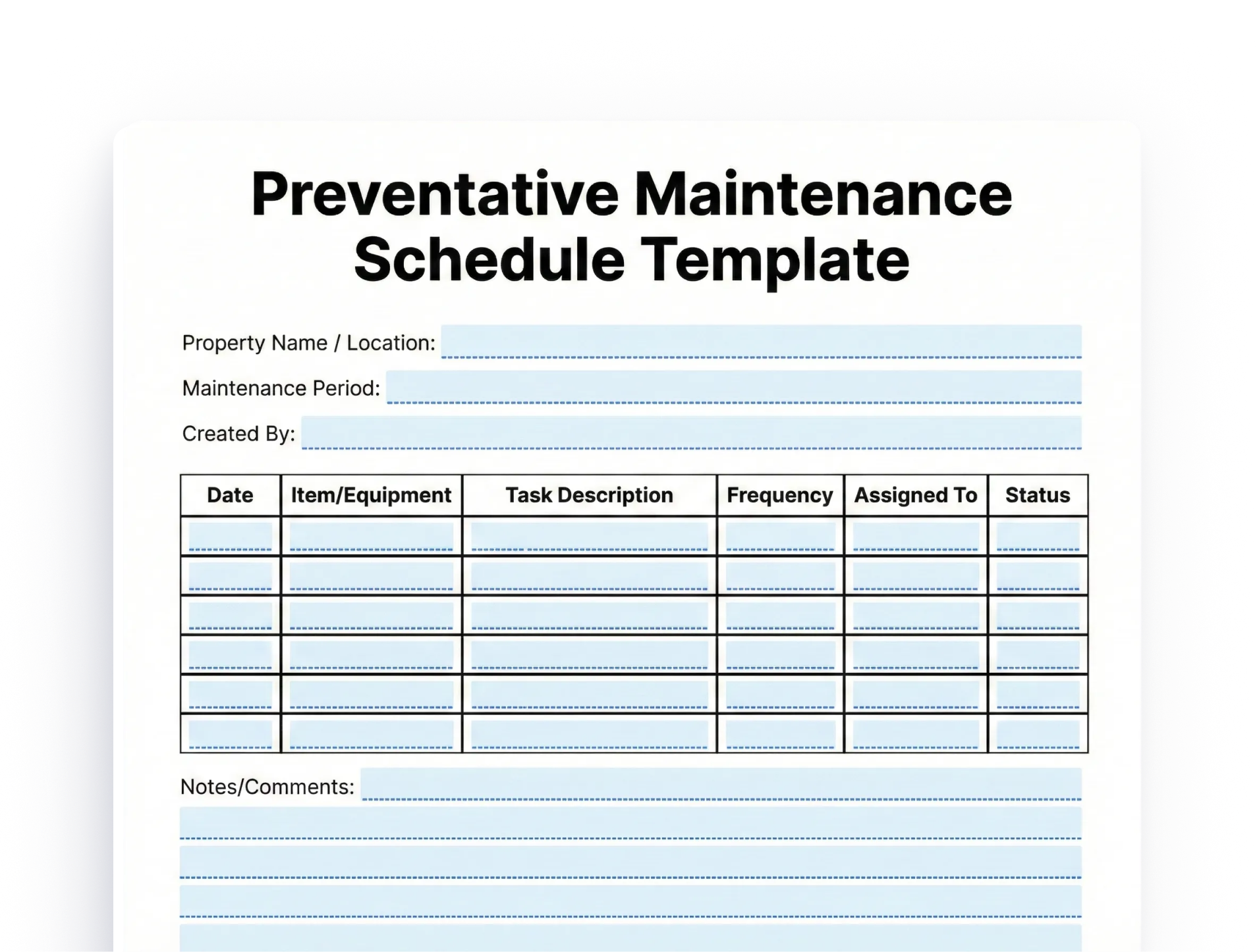 Free Preventative Maintenance Schedule Template Financial Template (PDF ...