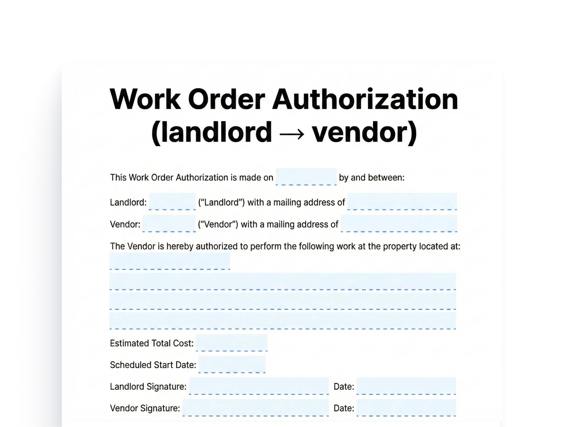 Free Work Order Authorization Financial Template (PDF, Word, Google Doc ...