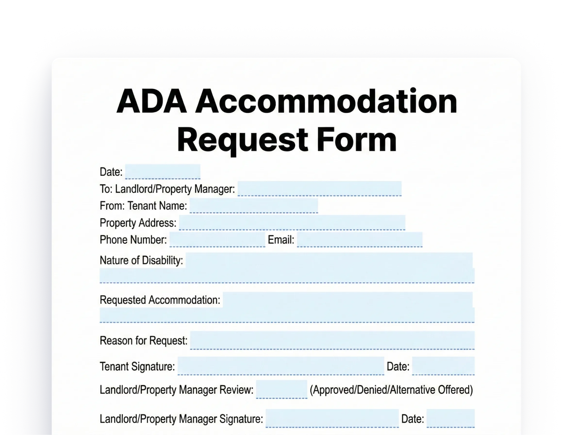 Free Ada Accommodation Request Form Template (PDF, Word, Google Doc ...