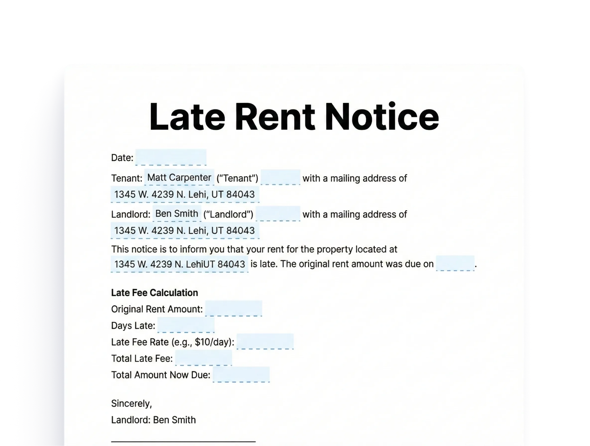 Free Late Rent Notice Template (PDF, Word, Google Doc) | RocketRent