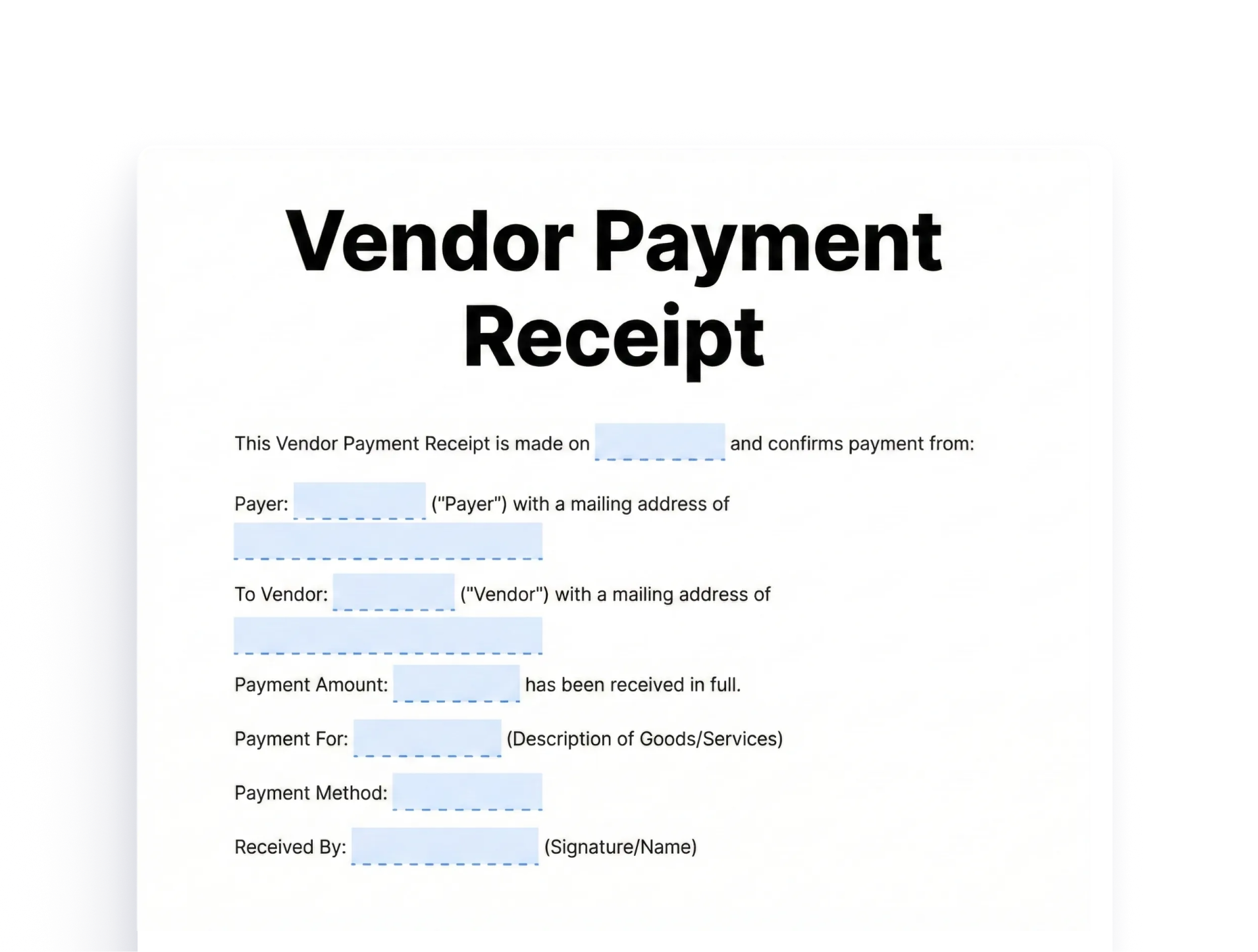 Free Vendor Payment Receipt Template (PDF, Word, Google Doc) | RocketRent