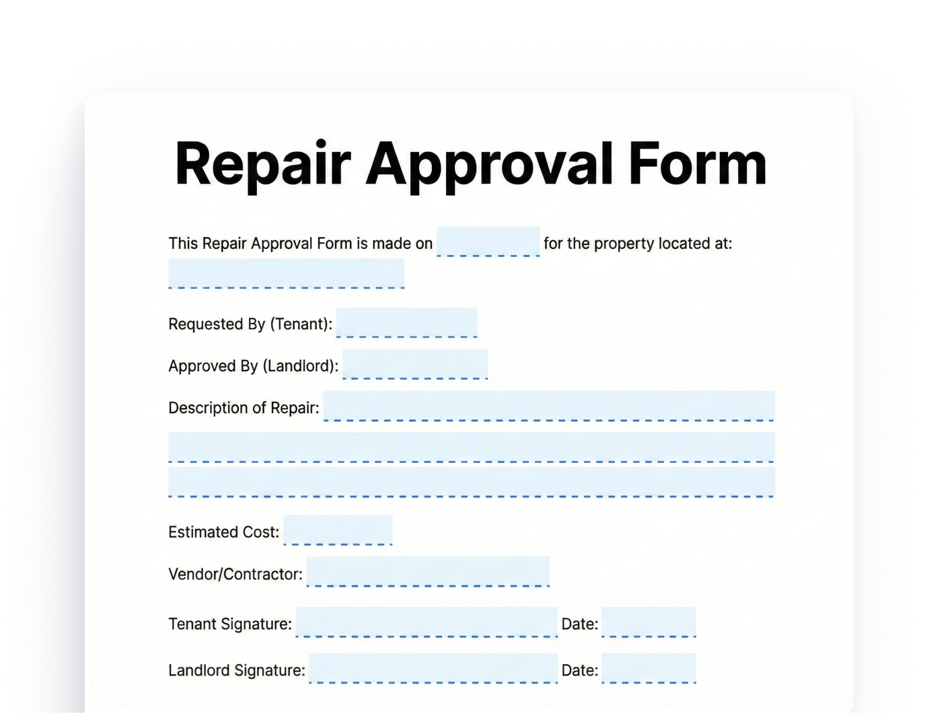 Free Repair Approval Form Template (PDF, Word, Google Doc) | RocketRent