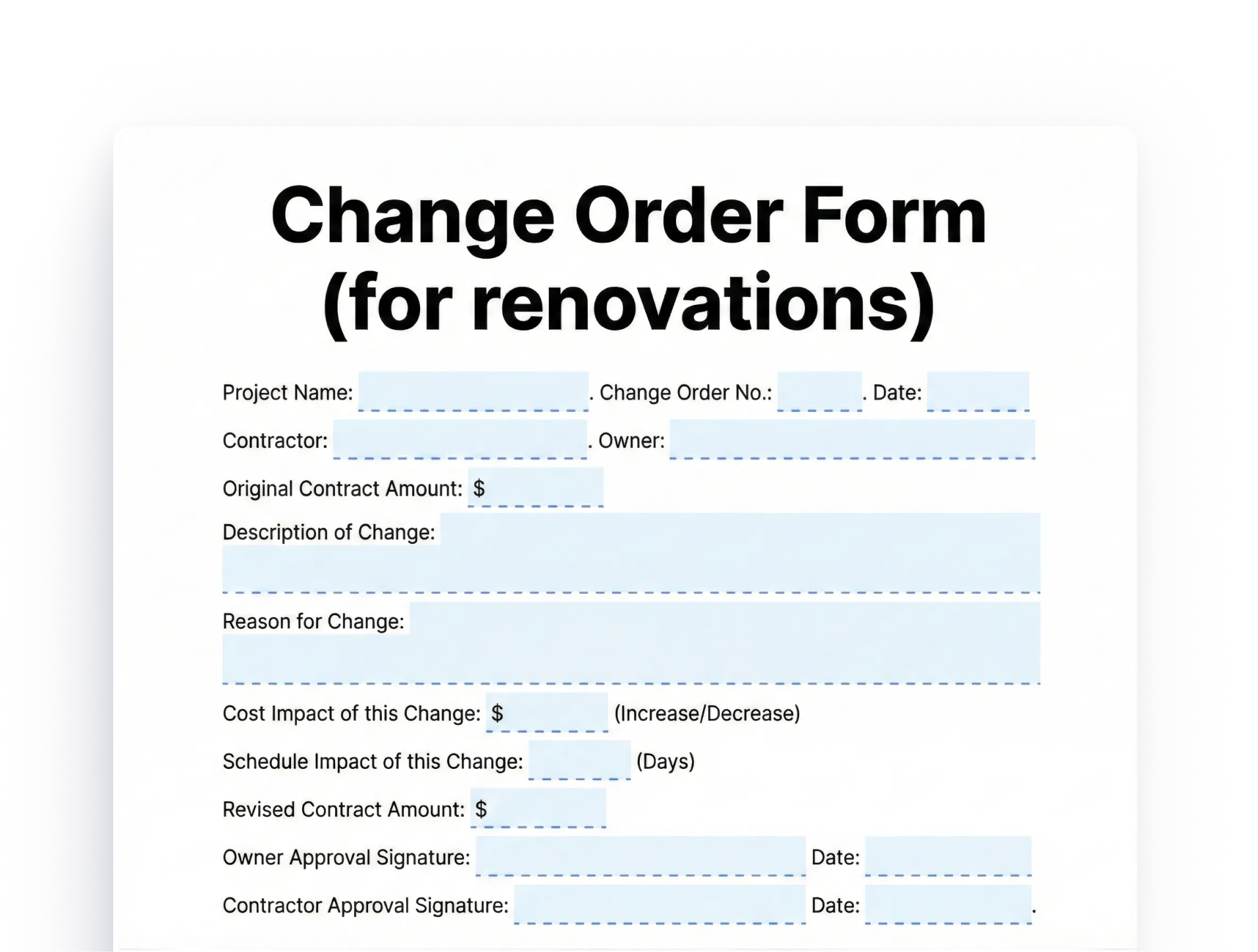 Free Change Order Form Template (PDF, Word, Google Doc) | RocketRent