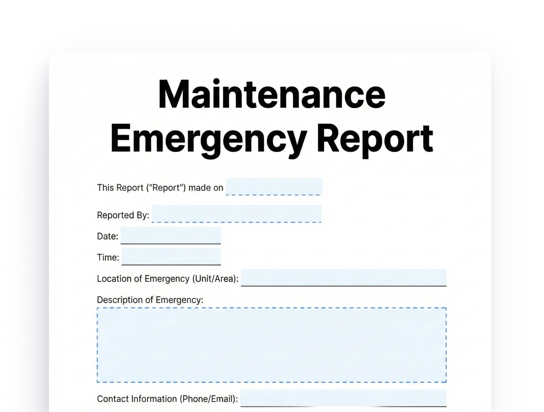 Free Maintenance Emergency Report Financial Template (PDF, Word, Google ...